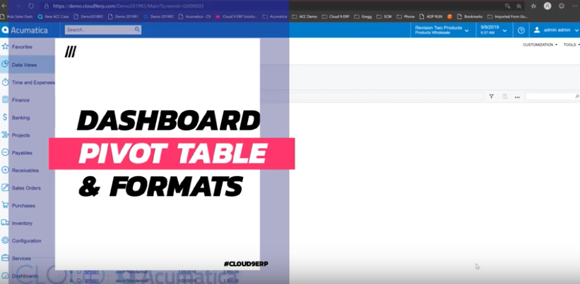 Acumatica 2019 R2 - Dashboard Pivot Tables and Conditional Formatting