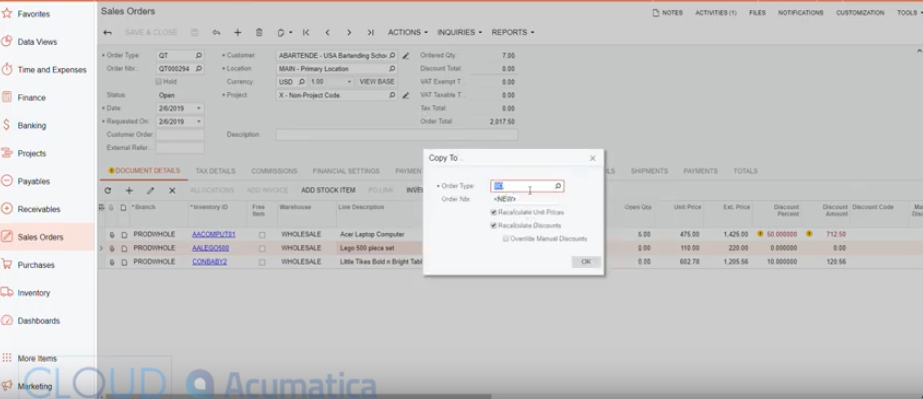 Video - How to Convert a Quote to a Sales Order in Acumatica Video - How to Convert a Quote to a Sales Order in Acumatica