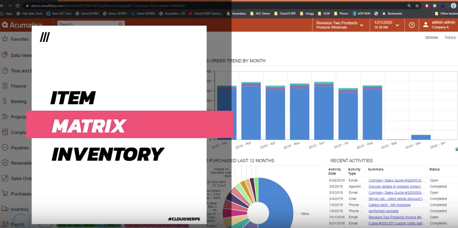 Acumatica 2020 R1 Demo: Item Matrix Inventory